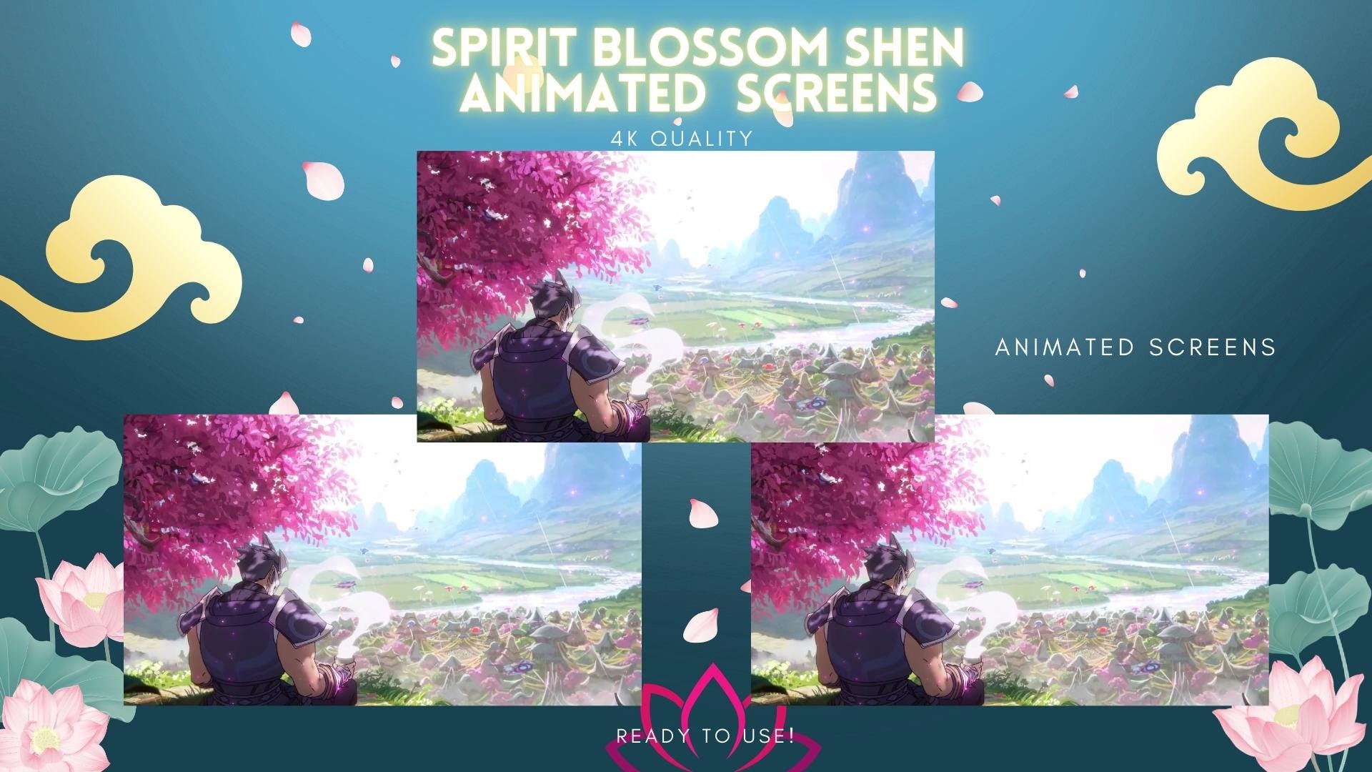 Spirit Blossom Shen Fully Animated Screens 4k /league of Legends/twitch ...