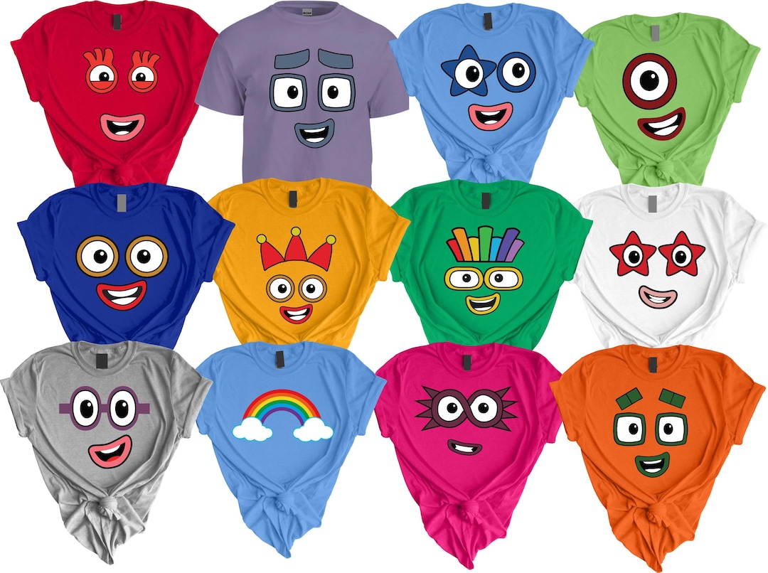 Custom Blocks Face Costume Group Matching Shirt, Number Blocks ...