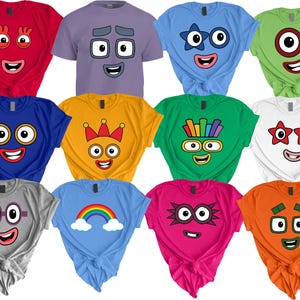 Custom Blocks Face Costume Group Matching Shirt, Number Blocks ...