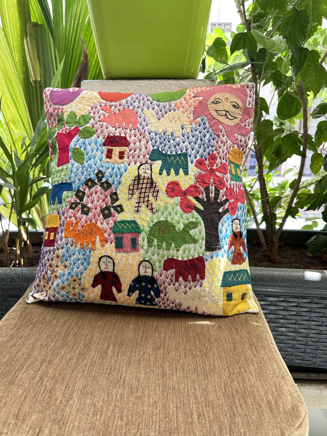 Vintage Applique Work Cushion Cover,reversible Work,homedecor,cushion ...