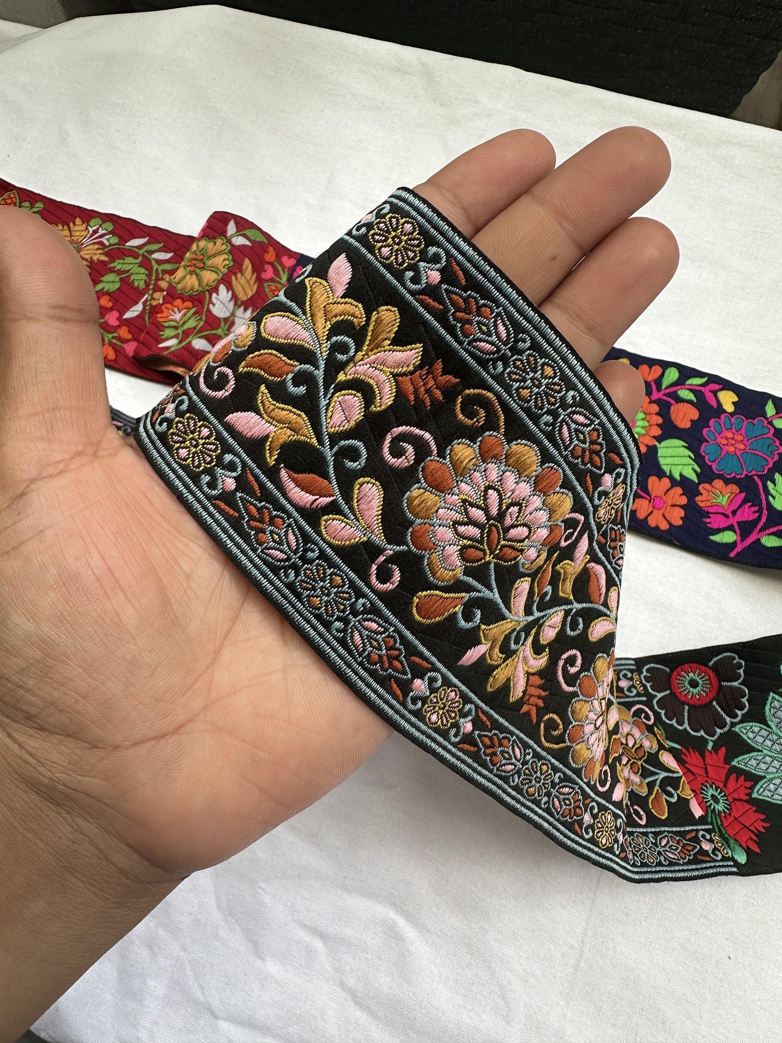 Floral Embroidered Ribbon,vintage Jacquard, Floral Ribbon, Sewing Trim ...