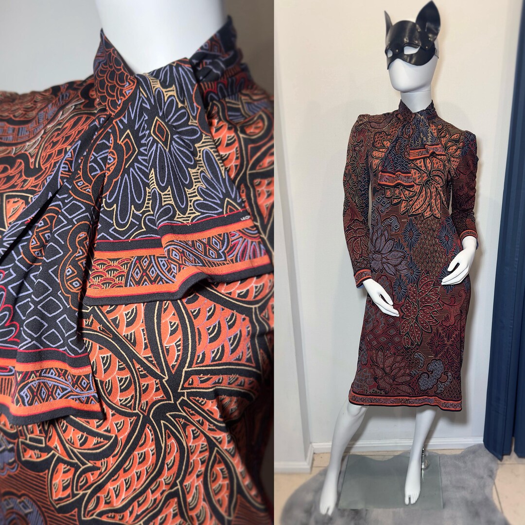 Vintage 1970s LEONARD Paris Mikado Silk Jersey Dress – Hand-painted ...