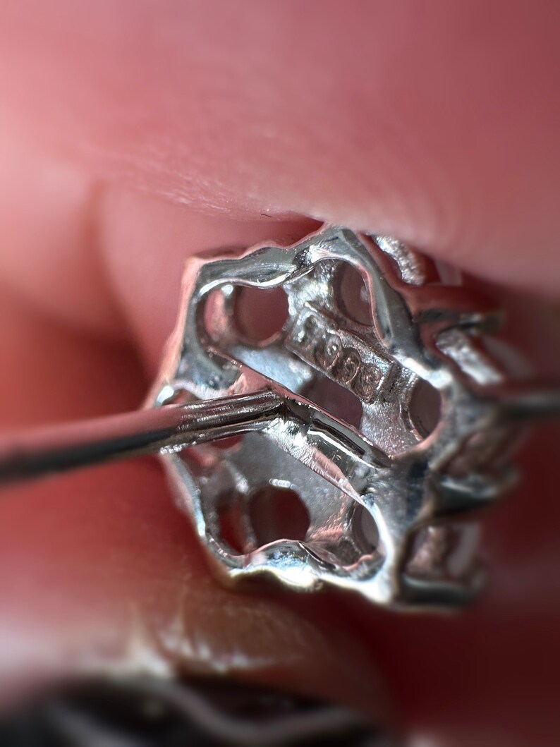 Romantic Vintage TGGC Sterling Silver Moonstone Cluster Stud Earrings ...