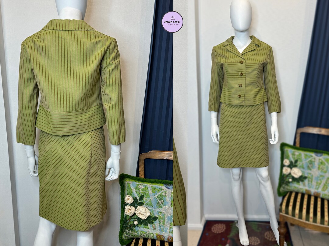 Stylish Vintage Mod 1960's Two Piece Bespoke Skirt Suit Cropped Jacket ...
