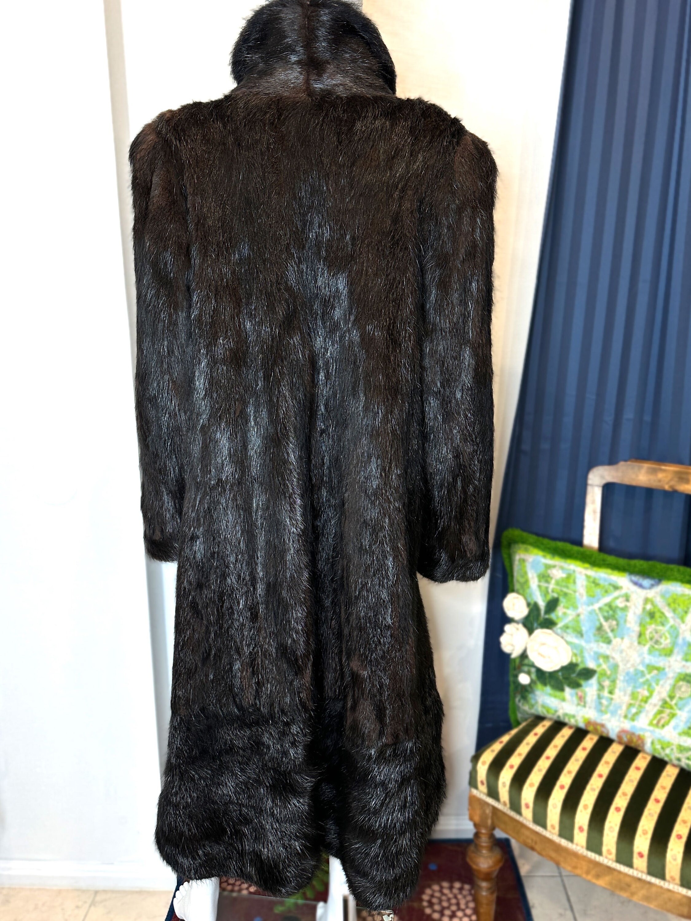 Stunning Vintage Long Natural Black Nutria Fur Swing Coat M/L - Etsy