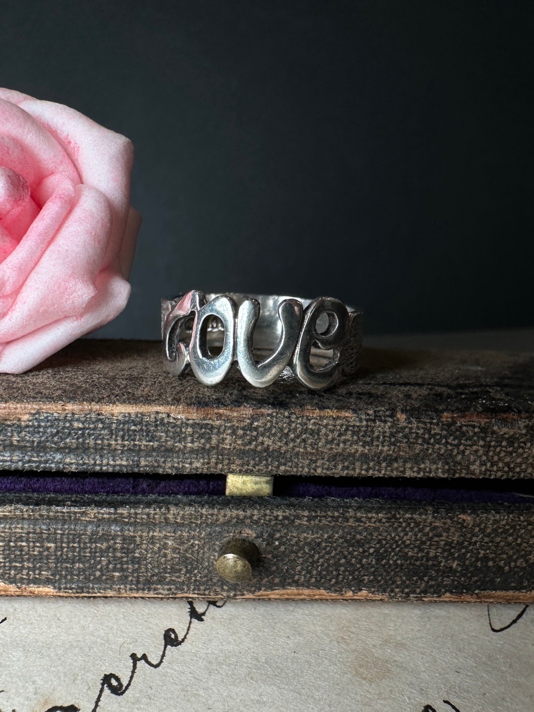 Vintage TJH Sterling Silver Cut Out LOVE Ring - Etsy