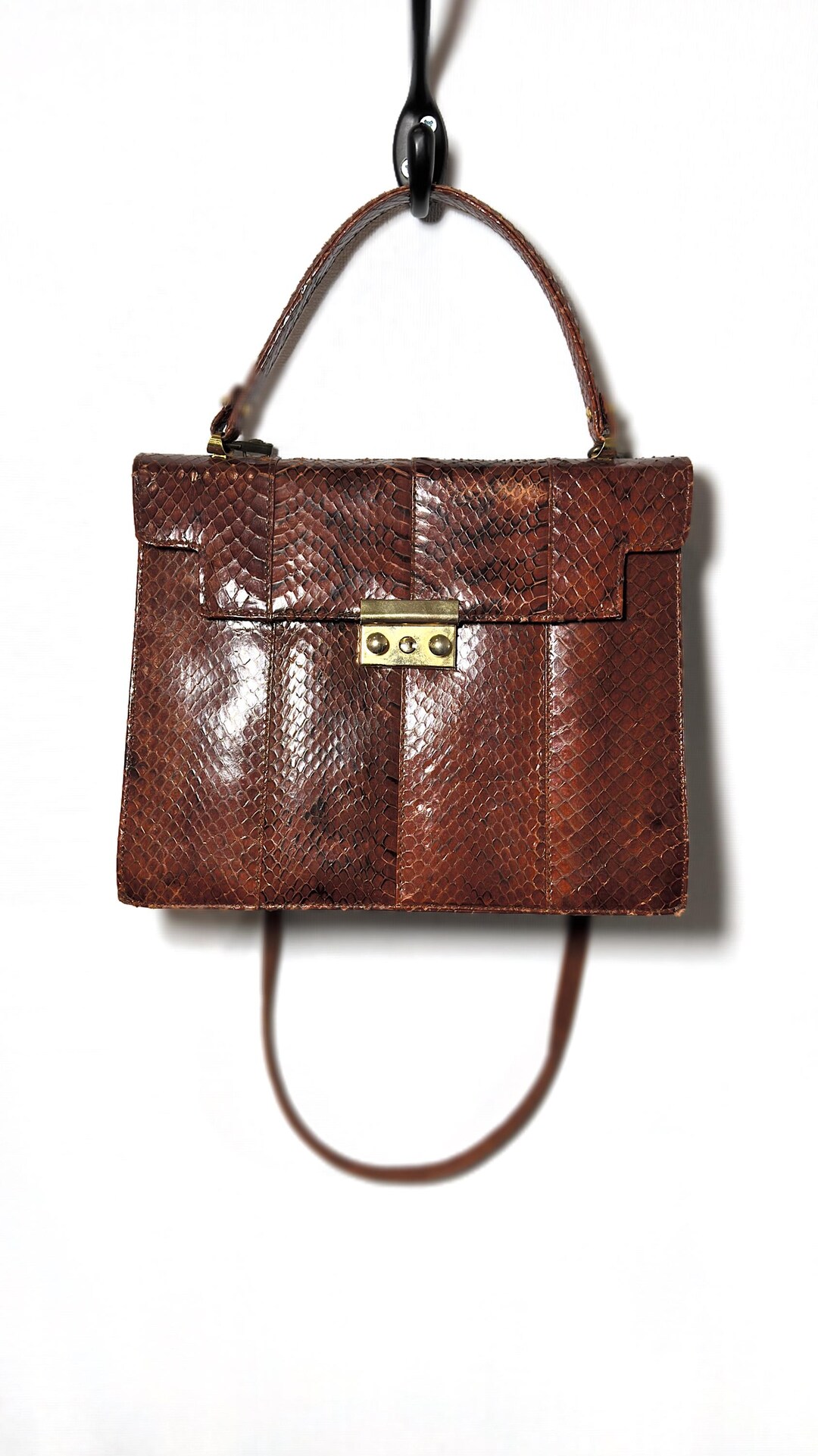 Vintage Lady Bag Natural Snakeskin Kelly Style Bag Shoulder Bag Exotic ...