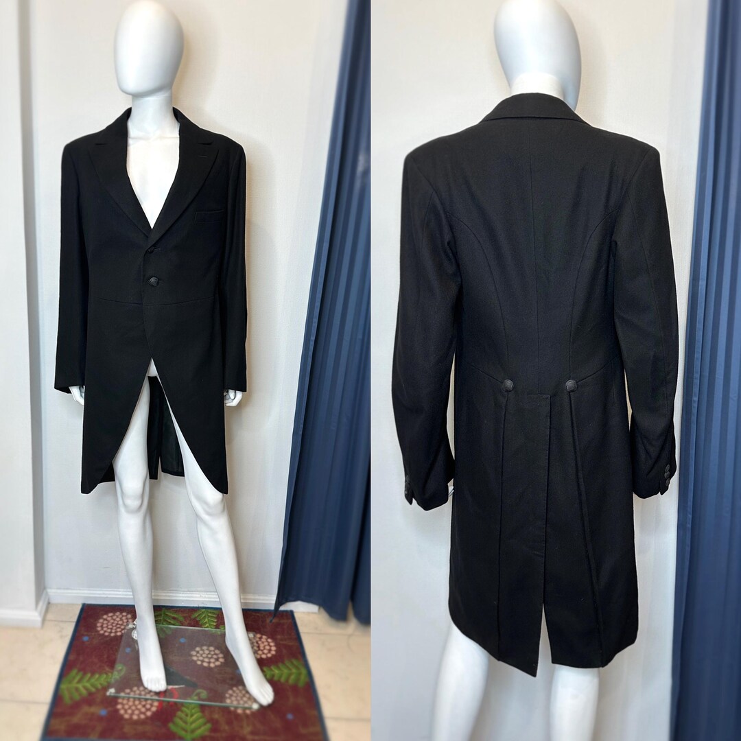 Antique 1900s Edwardian Bespoke Black Morning Coat Netherlands S/M ...