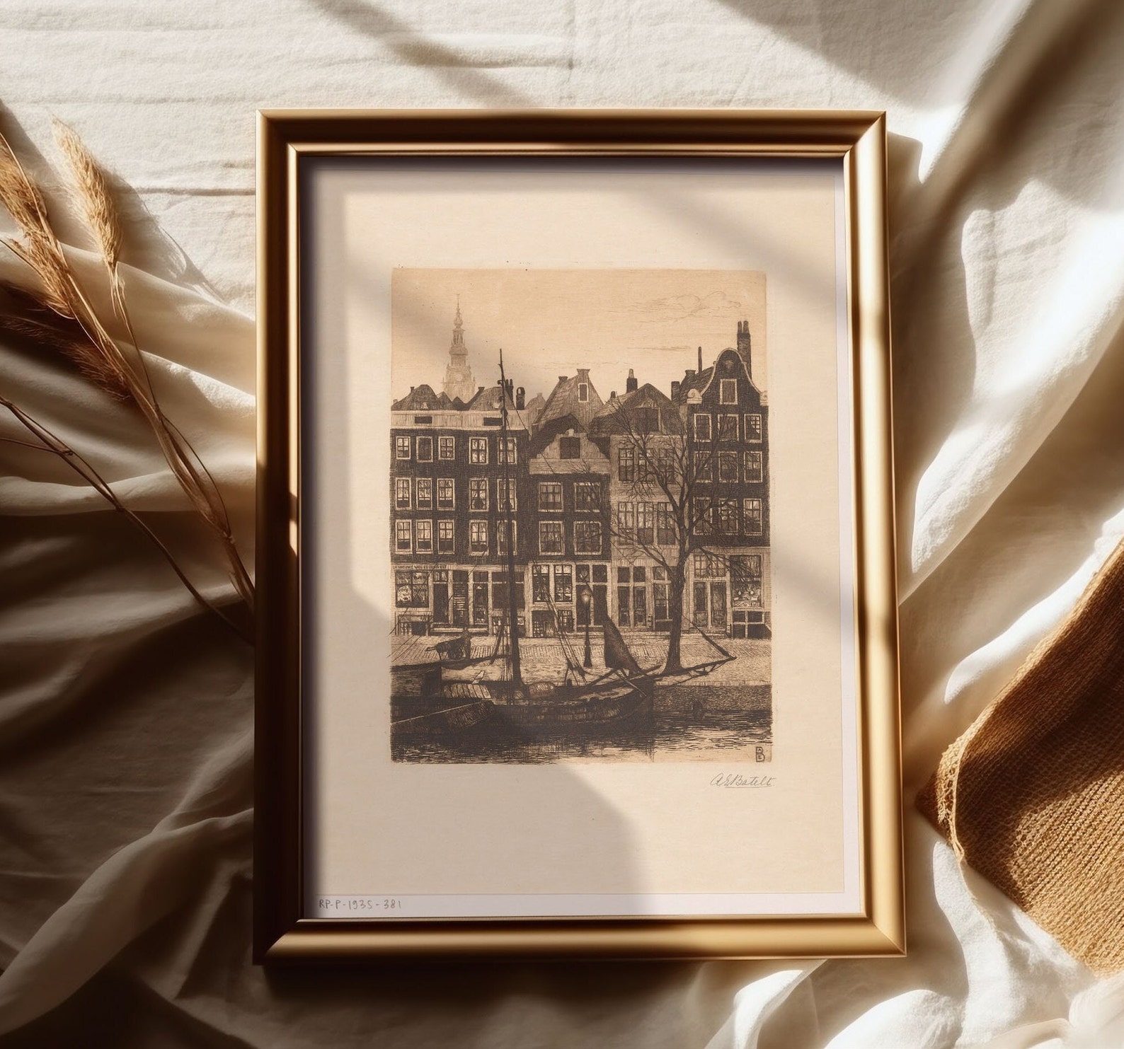 Vintage Etching Amsterdam Street Print, Antique European City Sketch ...