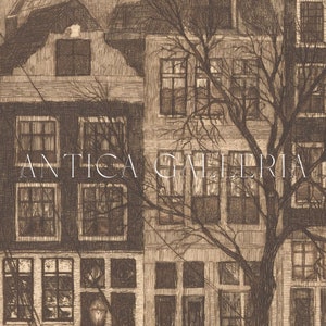 Vintage Etching Amsterdam Street Print, Antique European City Sketch ...