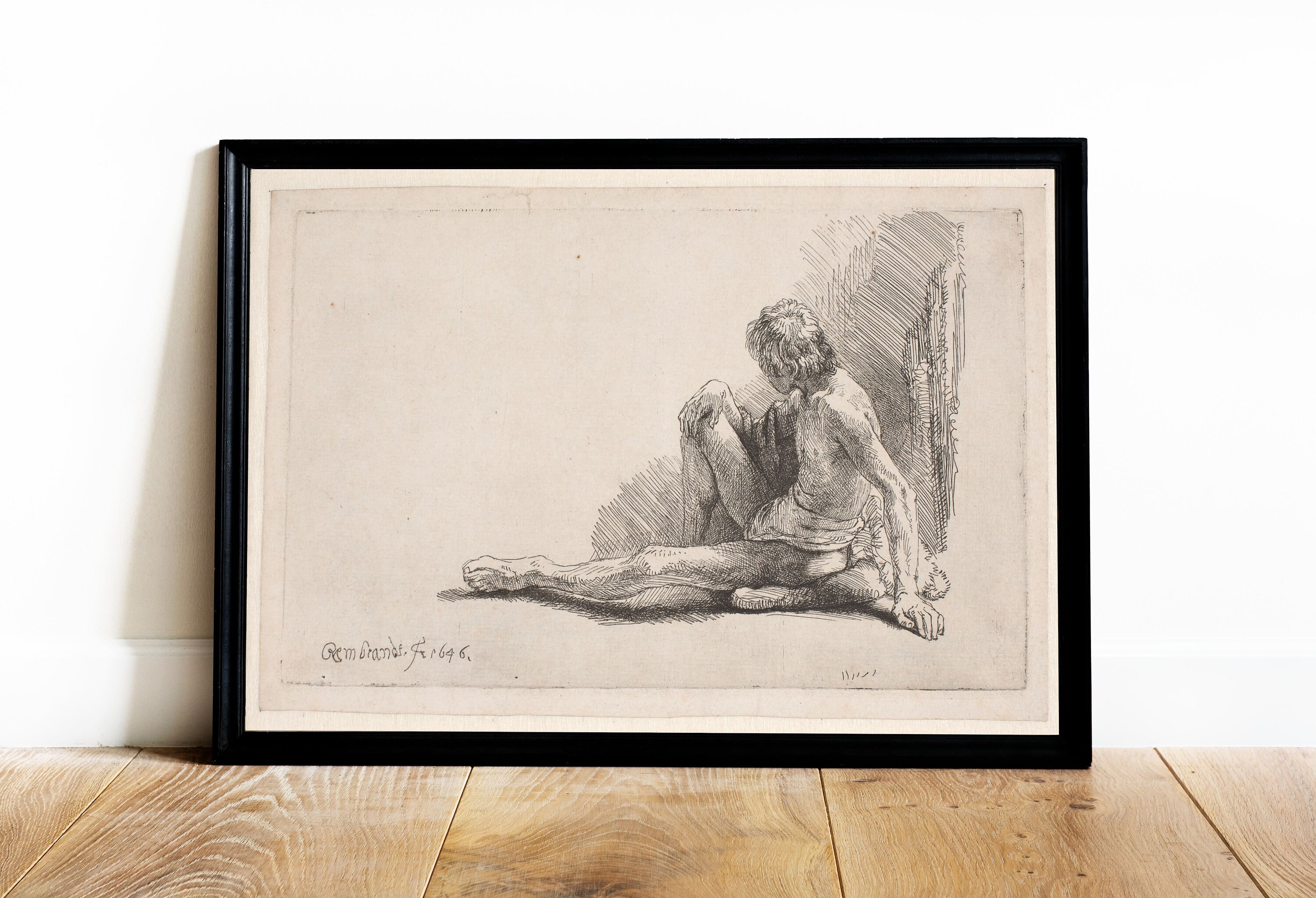 Vintage Male Model Drawing | Figure Study Sketch | European Fine Art ...