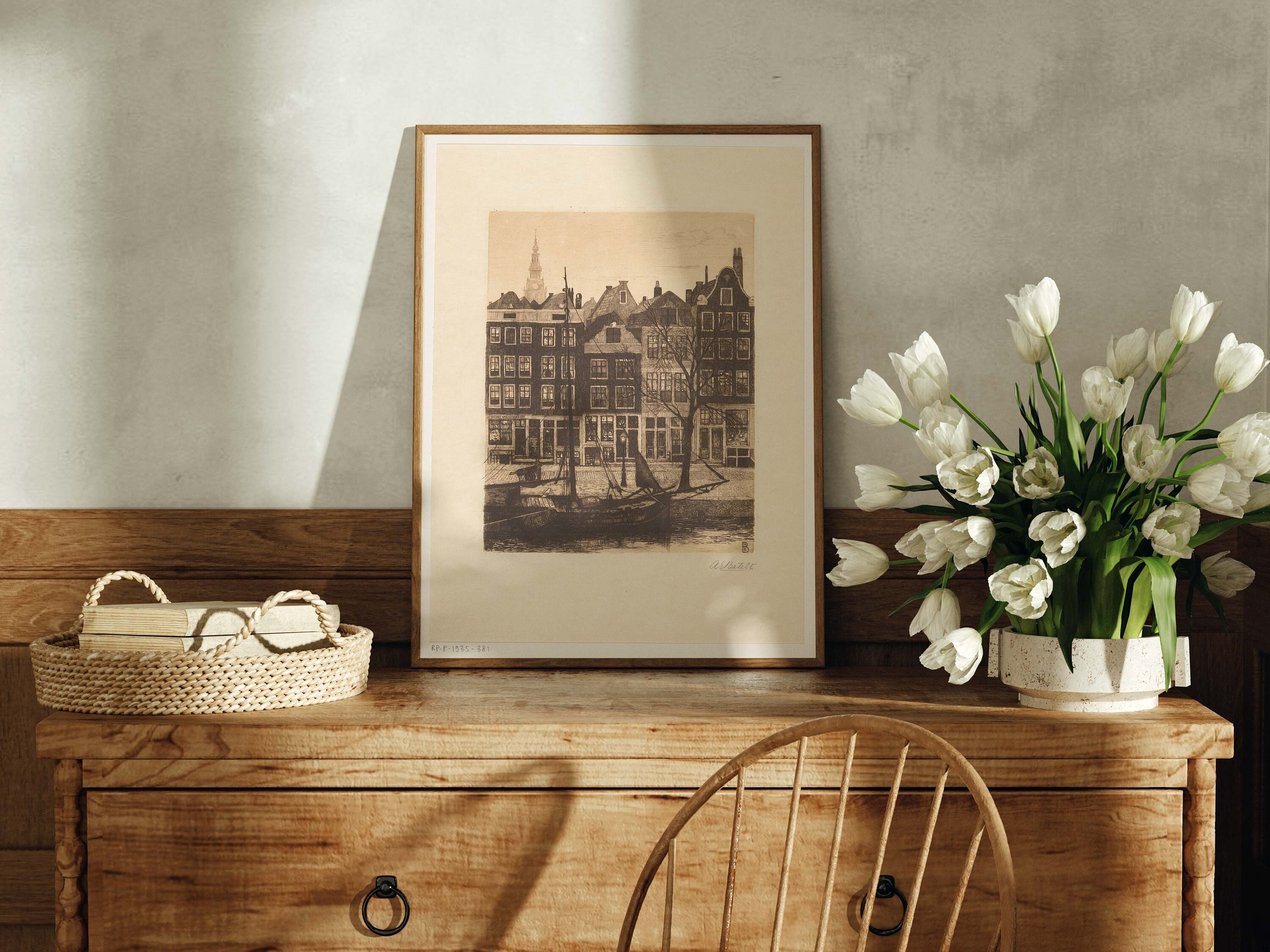 Vintage Etching Amsterdam Street Print, Antique European City Sketch ...
