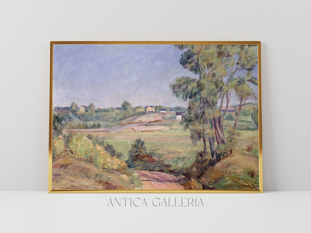 Vintage Country Road Print | Summer Landscape Scene | Colorful Vintage ...