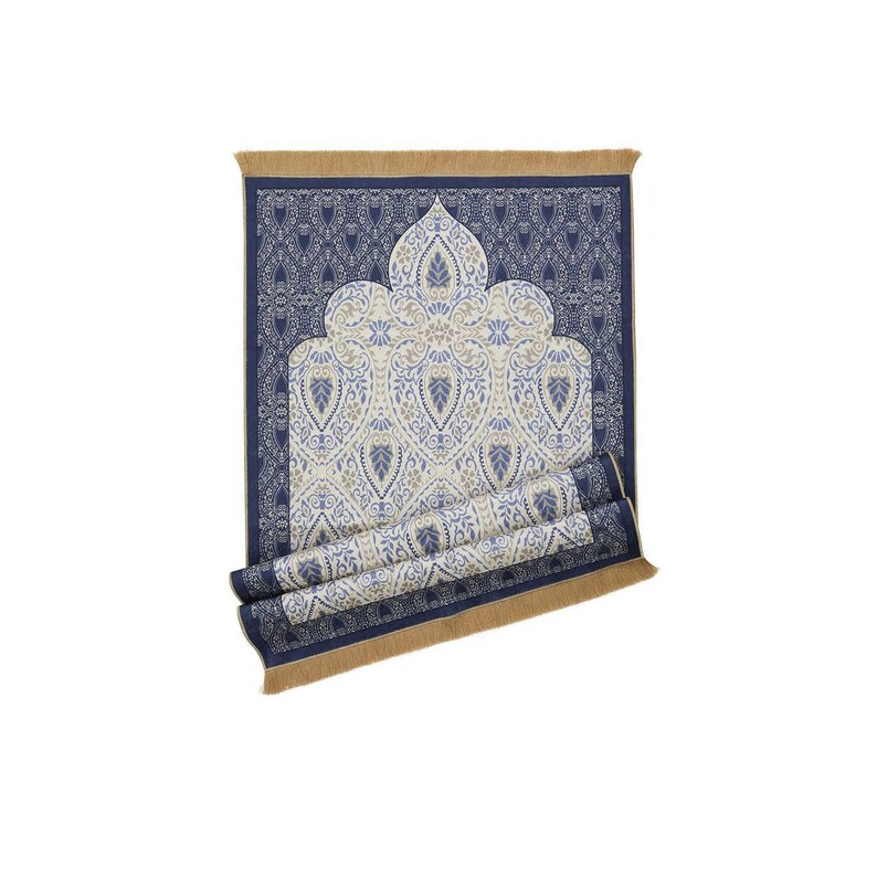 Navy Blue Luxury Prayer Rug Prayer Rug for Muslim Prayer - Etsy