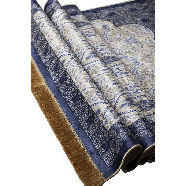 Navy Blue Luxury Prayer Rug Prayer Rug for Muslim Prayer - Etsy
