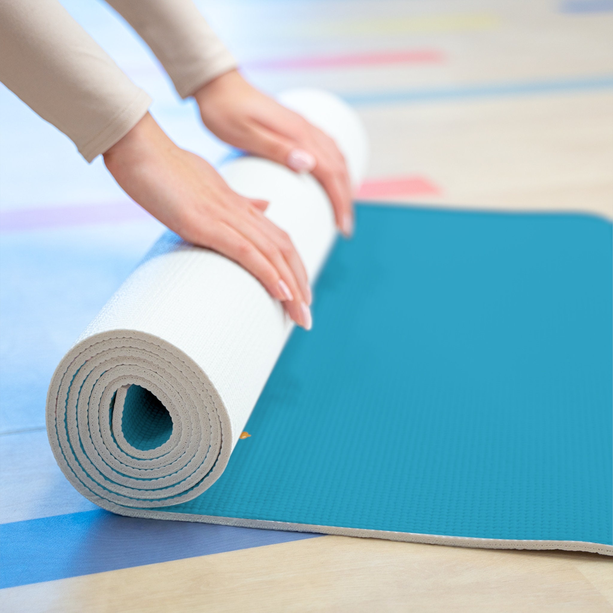 Blue Yoga Mat, Pilates Mat, Fitness Pad, Meditation Mat, Spiritual ...
