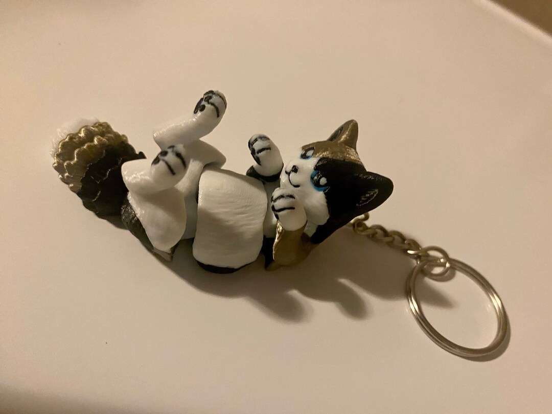 Articulated 3D Printed Kitty Keychain - Etsy