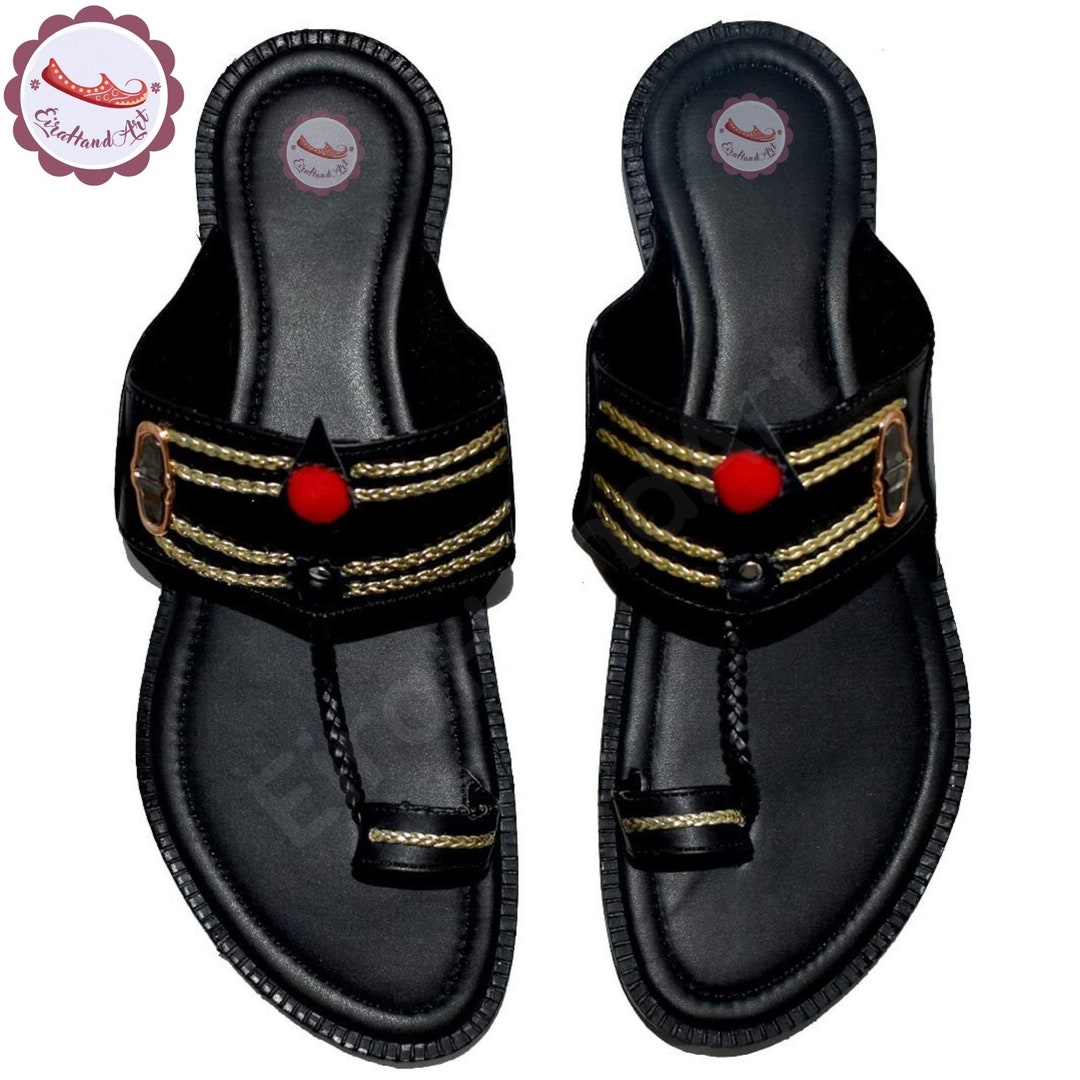 Indian Kolhapuri Chappal Flats Footwear Slipper sandals Ethnic Shoes ...