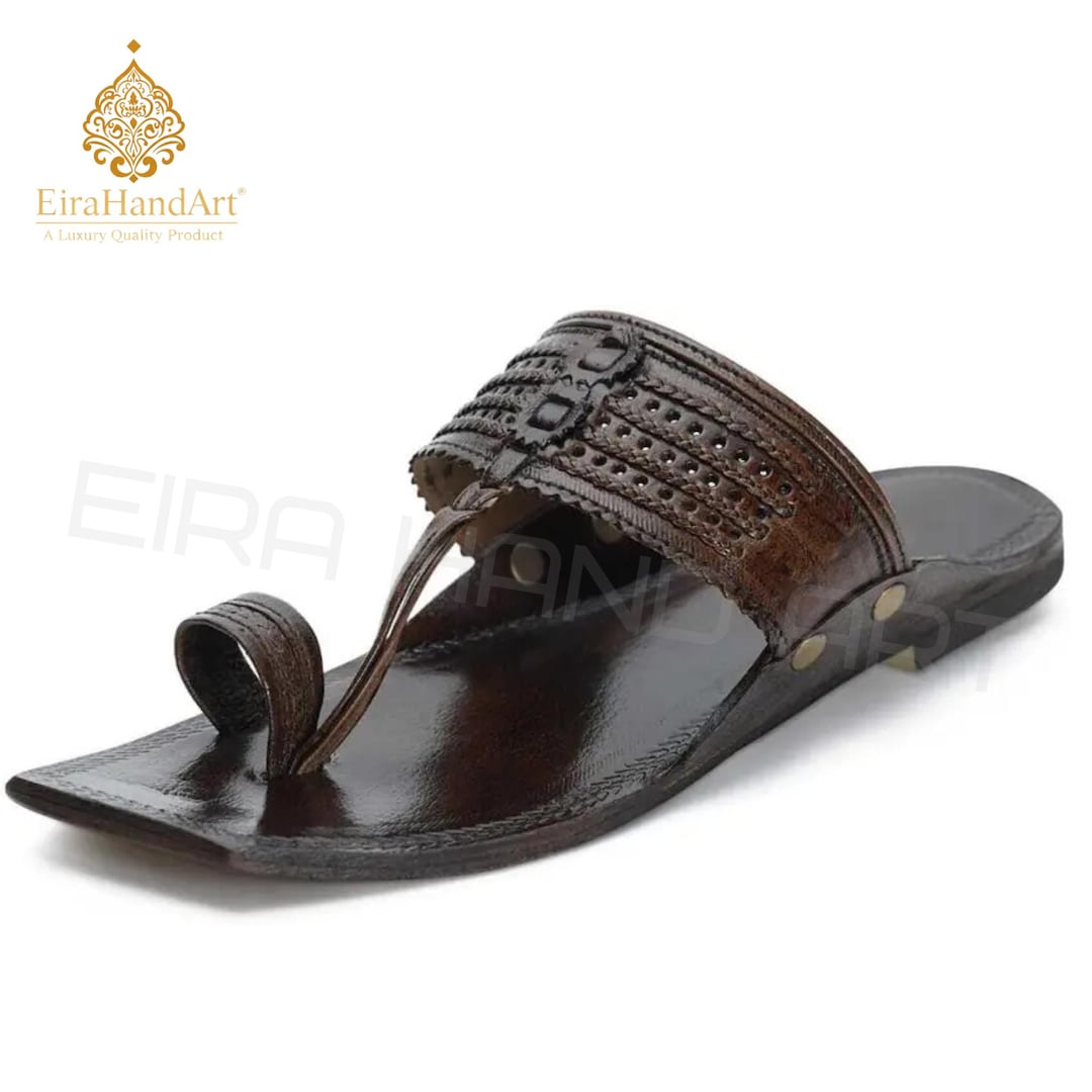 Men's Indian Kolhapuri Leather Sandals | Handwork Ethnic Footwear ...