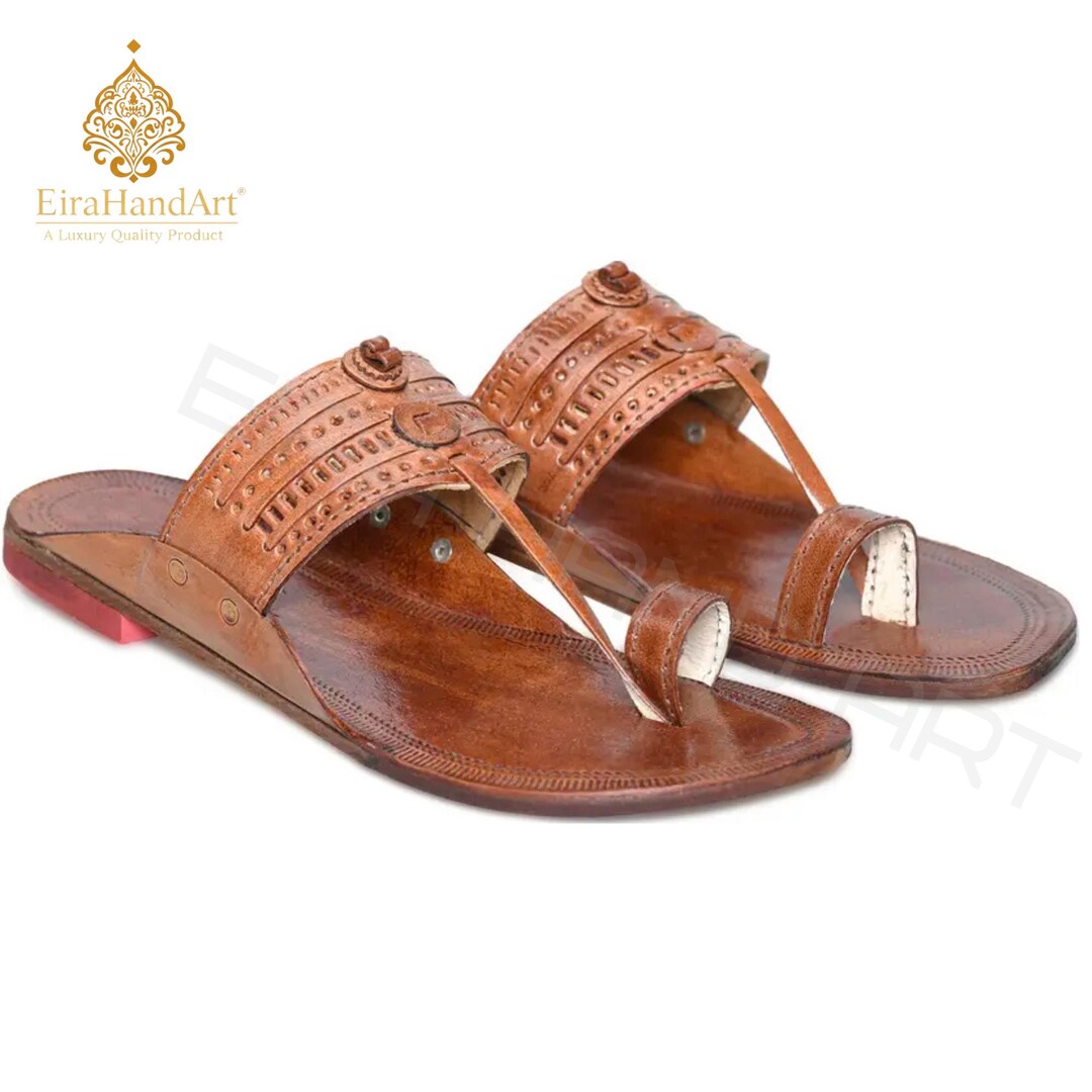 Mens Kolhapuri Chappal Casual Sandals Indian Flats Ethnic Slipper ...