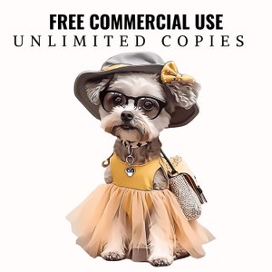 Adorable Fashion Dog Clip Art, Watercolor Sweet Female Pup Illustration ...