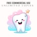 Cute Kawaii Tooth Clip Art, Watercolor Japanese Teeth Kawaii, Cute ...