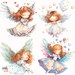 Adorable Whimsical Angel Clip Art, Watercolor White Winged Fantasy ...
