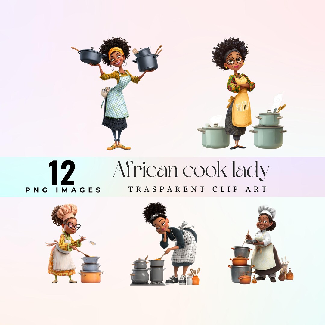 Cute African Woman Chef Clipart Cooking Cartoon Art, Black Woman ...