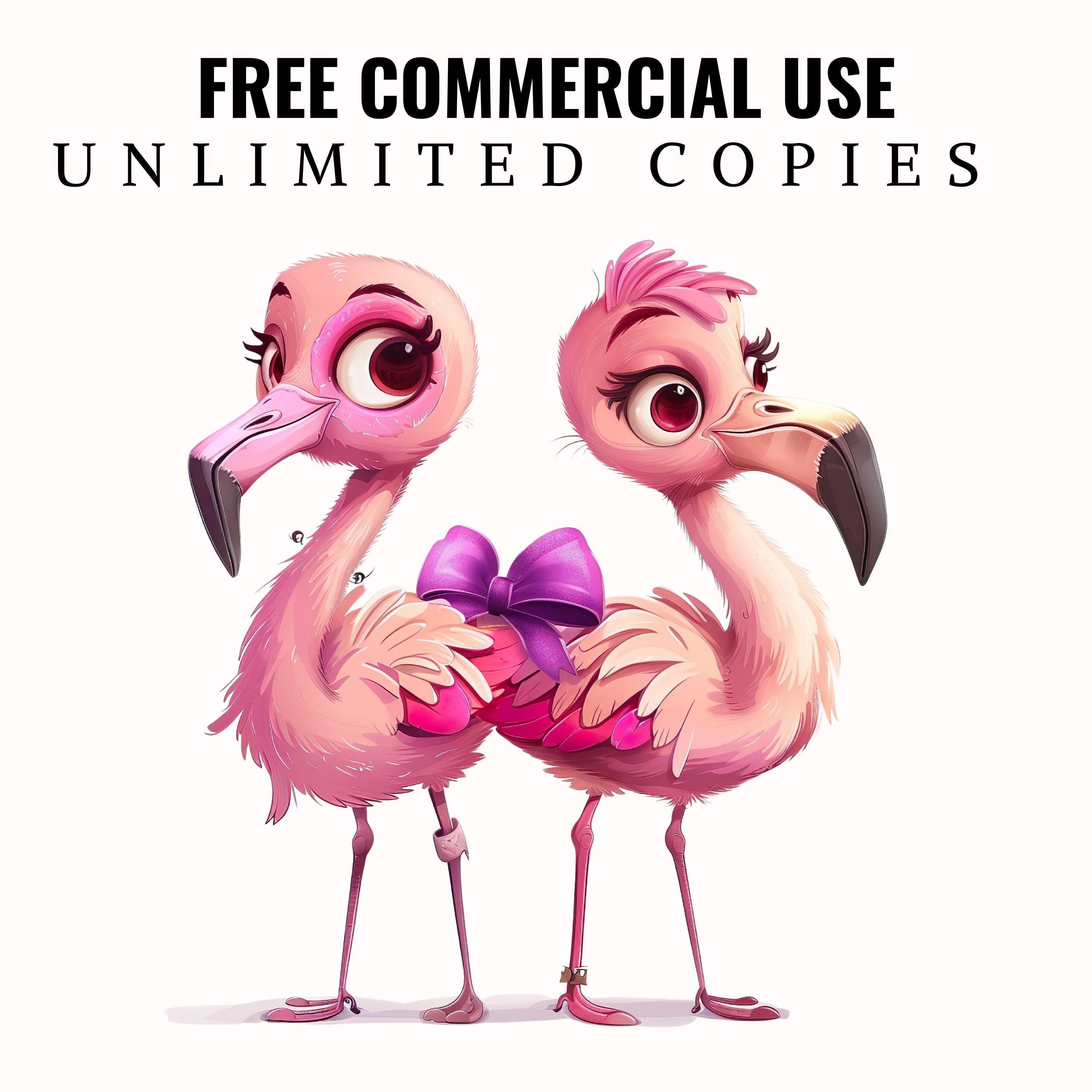 Funny Flamingos Clip Art, Watercolor Amusing Pink Birds Illustration ...