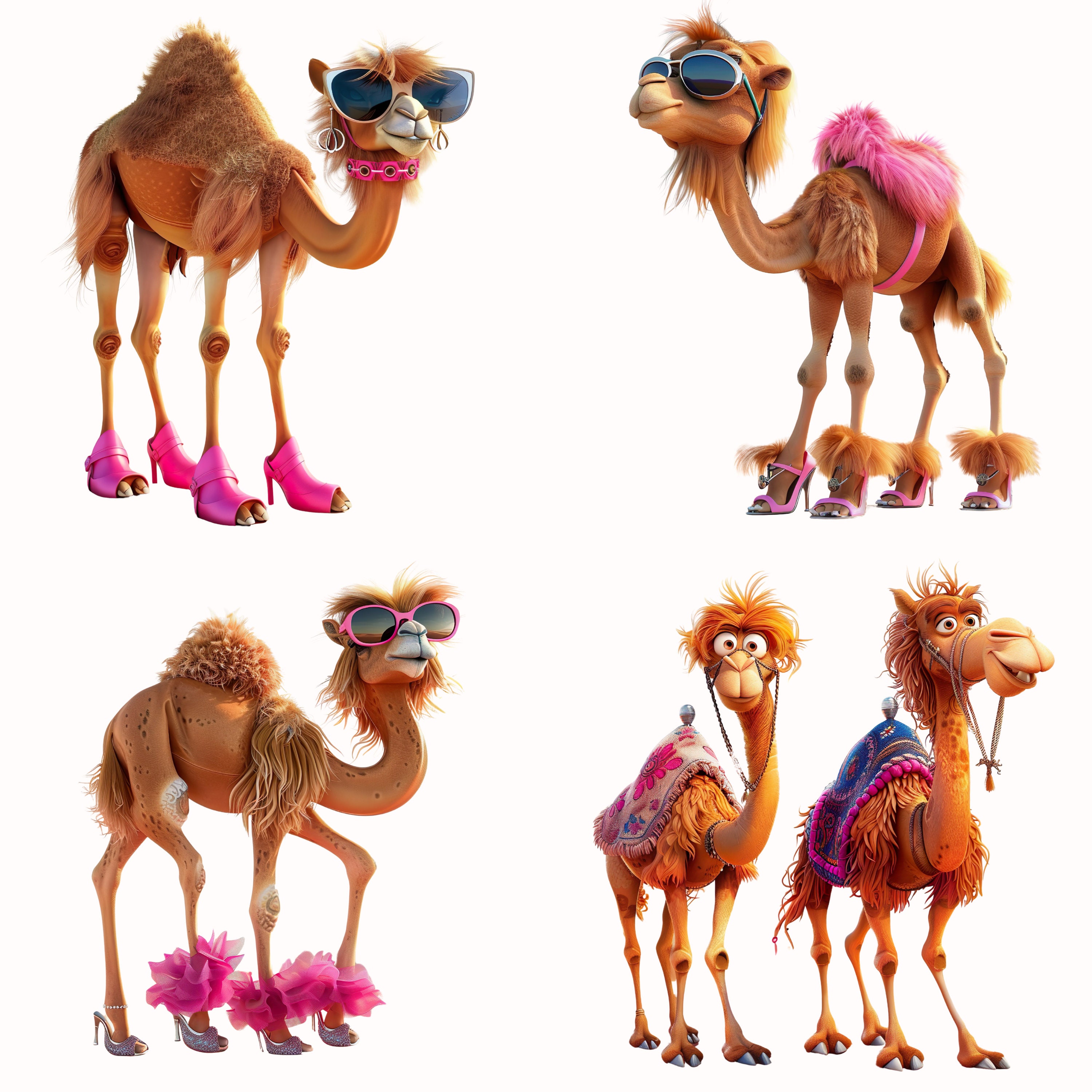 Whimsical Camels Clip Art, Watercolor Funny Dromedary Illustration PNG ...