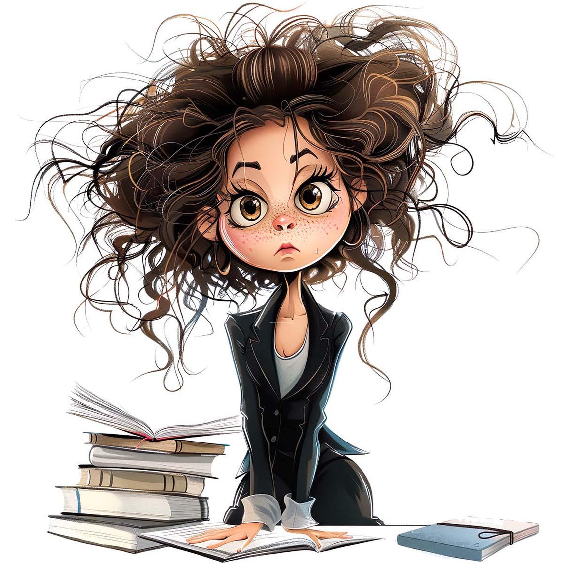 Frazzled Girl Watercolor Clipart: Weary Woman PNG (digital Download) - Etsy
