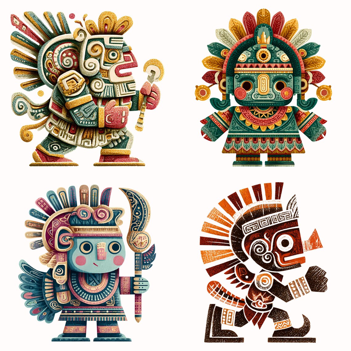 Inca Maya Aztec Clip Art: Watercolor Mythology Illustrations (PNG ...
