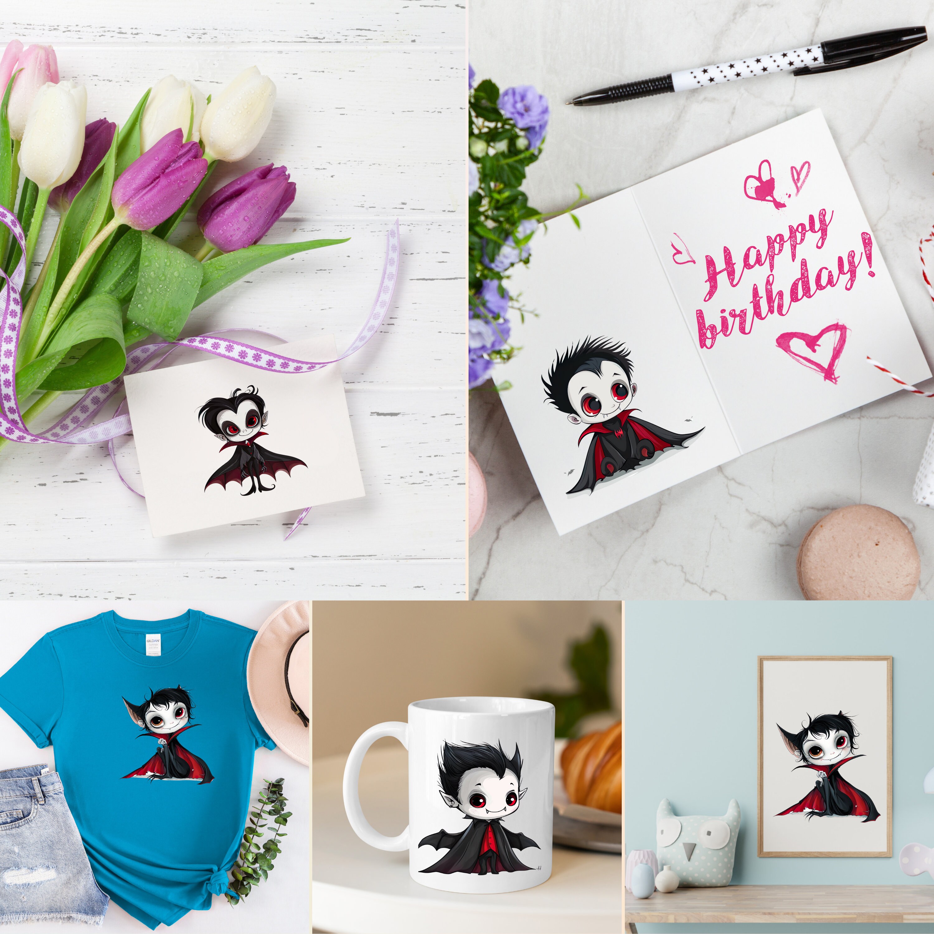 Whimsical Vampire Clip Art: Watercolor Dracula PNG (digital Download ...