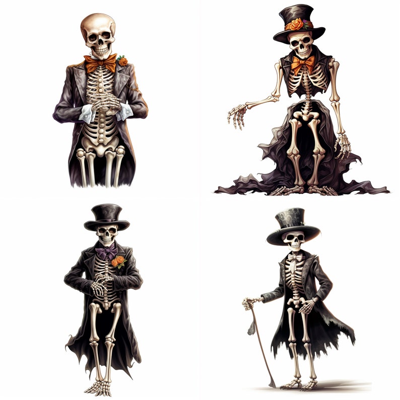 Funny Watercolor Skeletons Clip Art, Cheeky Bones PNG (digital Download ...
