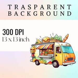 Cute Food Truck Clip Art, Quirky Food Van Illustration PNG, Happy Meal ...