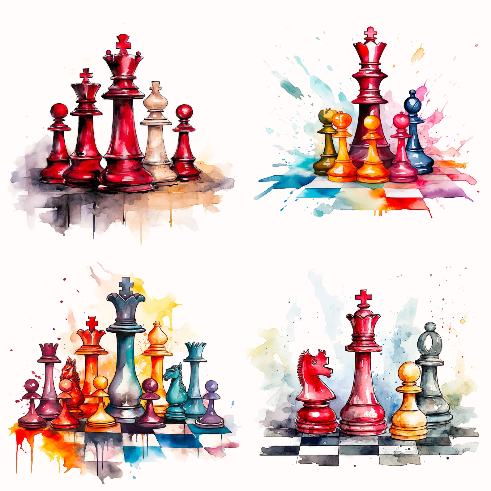 Chess Game Clip Art , Watercolor Chess Game Illustration PNG ...