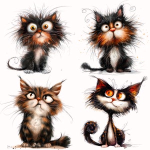 Quirky Tabby Cat Clipart: Funny Cartoon PNG (digital Download) - Etsy