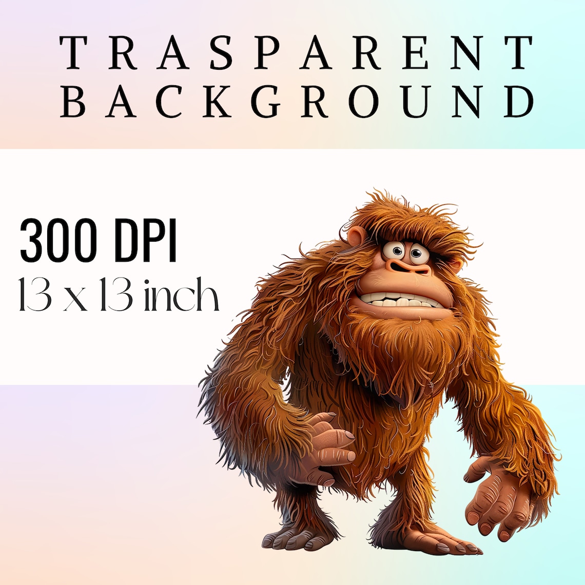 Funny Bigfoot Clip Art: Cartoon Sasquatch PNG (digital Download) - Etsy
