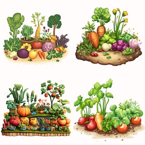 Cute Vegetable Garden Clip Art, Playful Farm Veggies Illustration Png ...