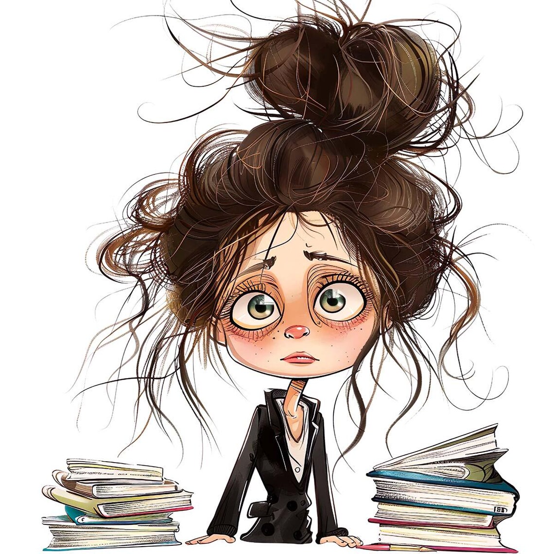 Frazzled Girl Watercolor Clipart: Weary Woman PNG (digital Download) - Etsy