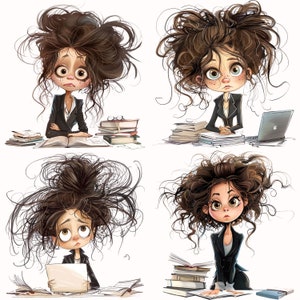 Frazzled Girl Clip Art: Watercolor Weary Woman PNG (digital Download ...