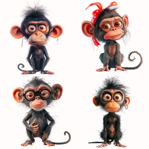 Funny Monkey Clip Art, Watercolor Bonkers Chimp Illustration PNG ...