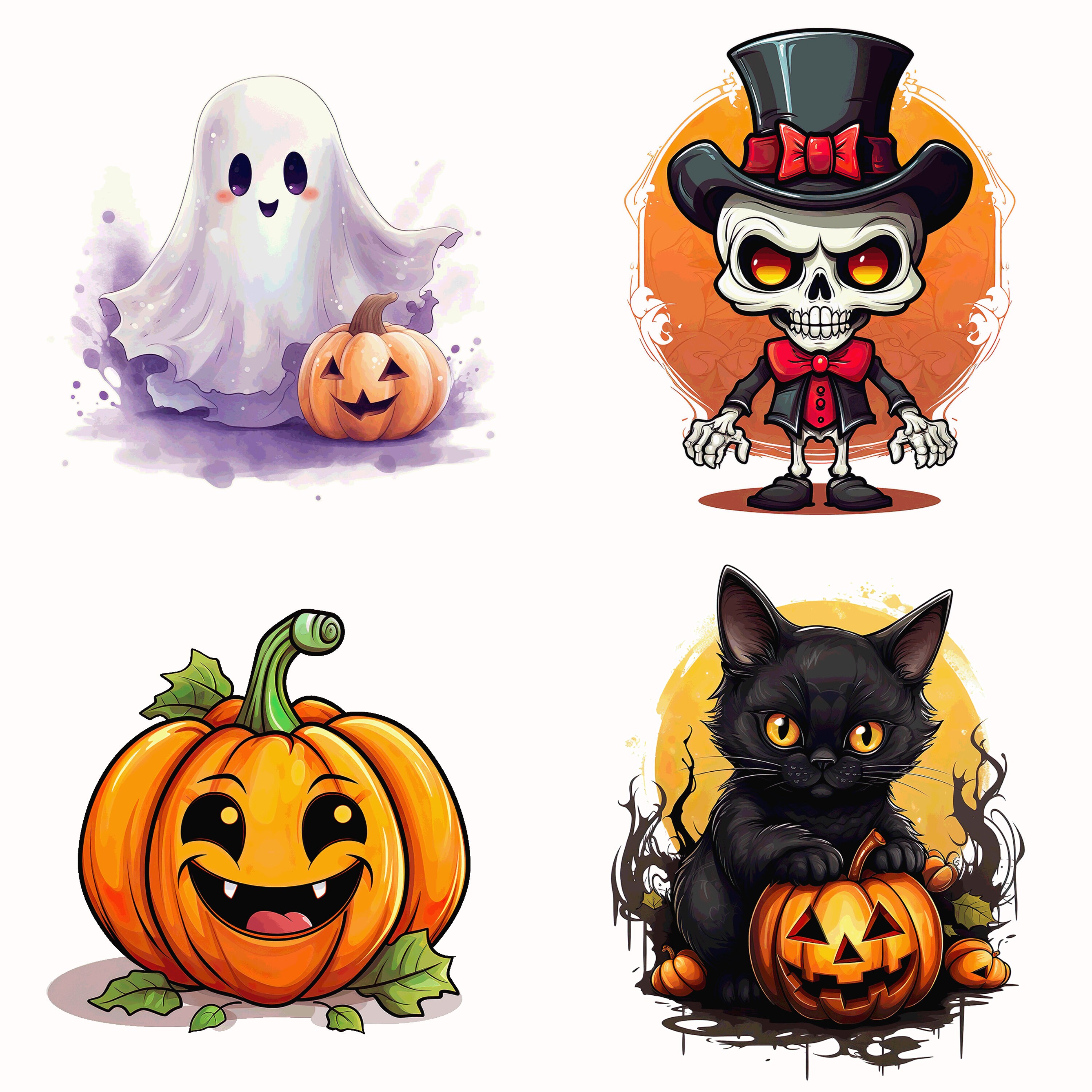 Halloween Characters Clipart Pumpkin Witch Ghost Vampire - Etsy