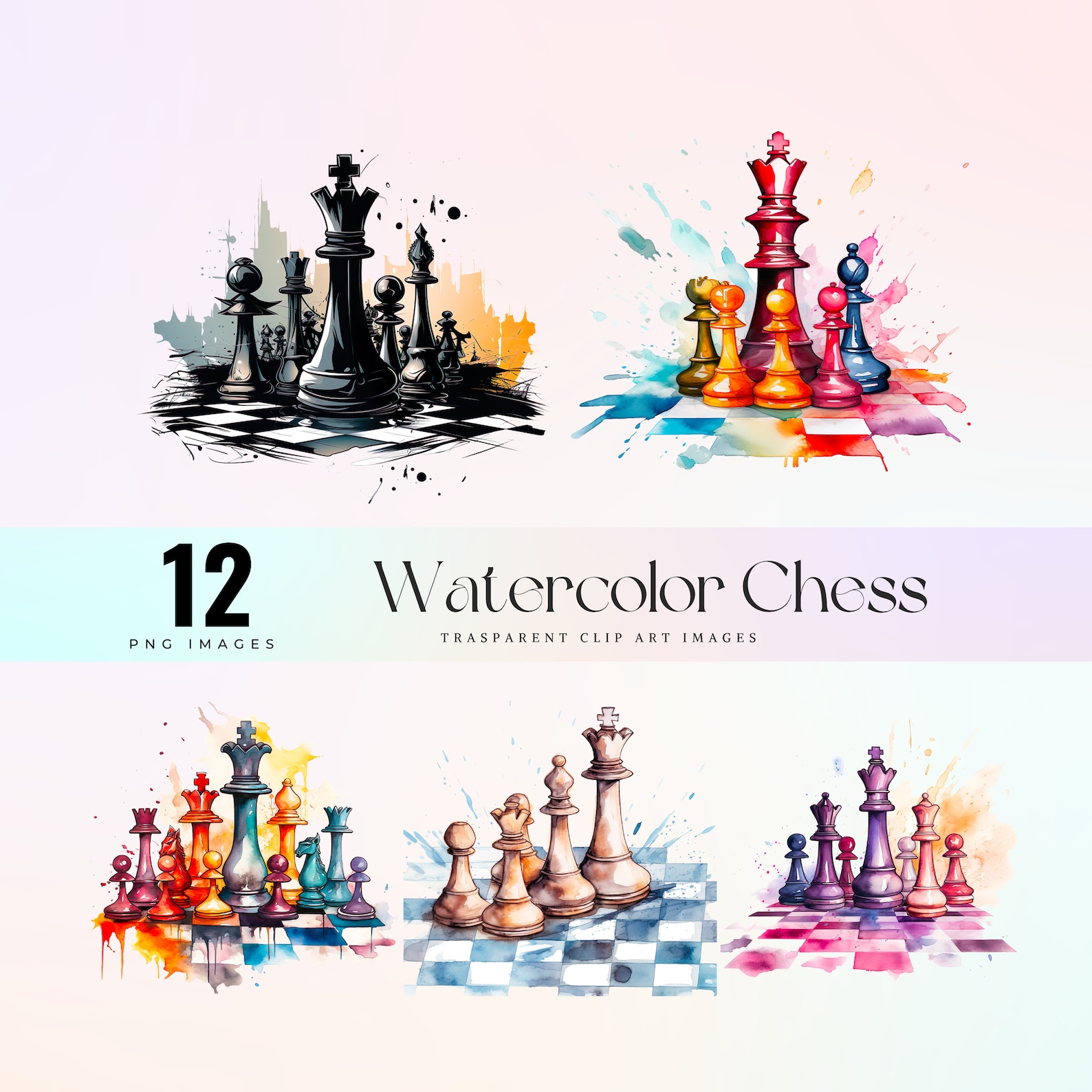 Chess Game Clip Art , Watercolor Chess Game Illustration PNG ...