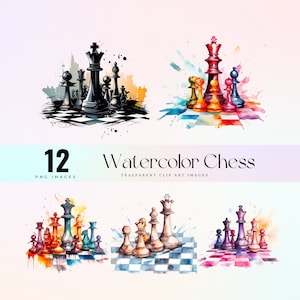 Chess Game Clip Art , Watercolor Chess Game Illustration PNG ...