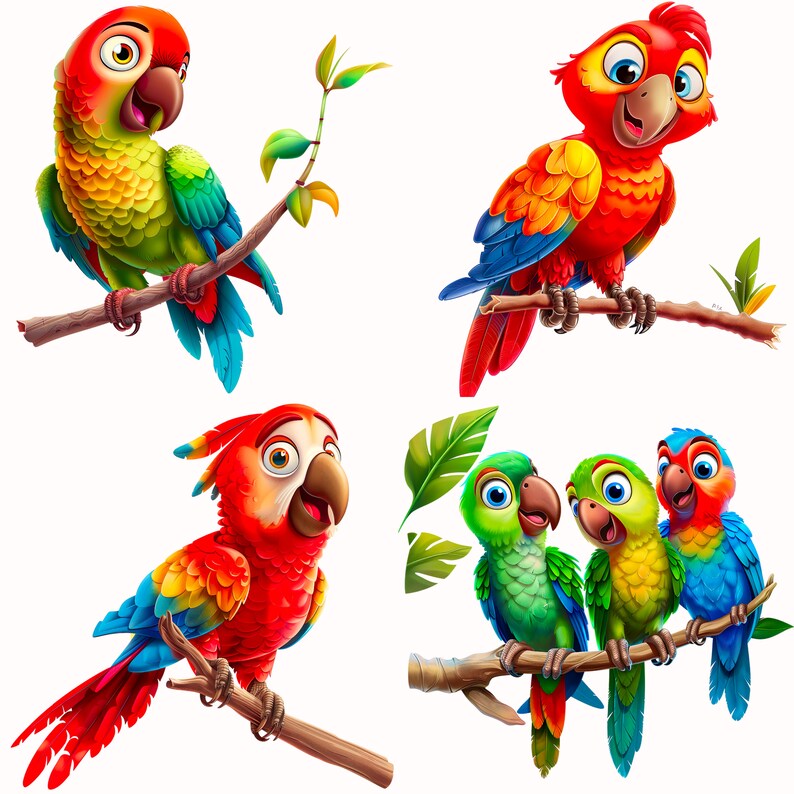Funny Parrot Clip Art, Watercolor Humor Parrot Illustration PNG ...