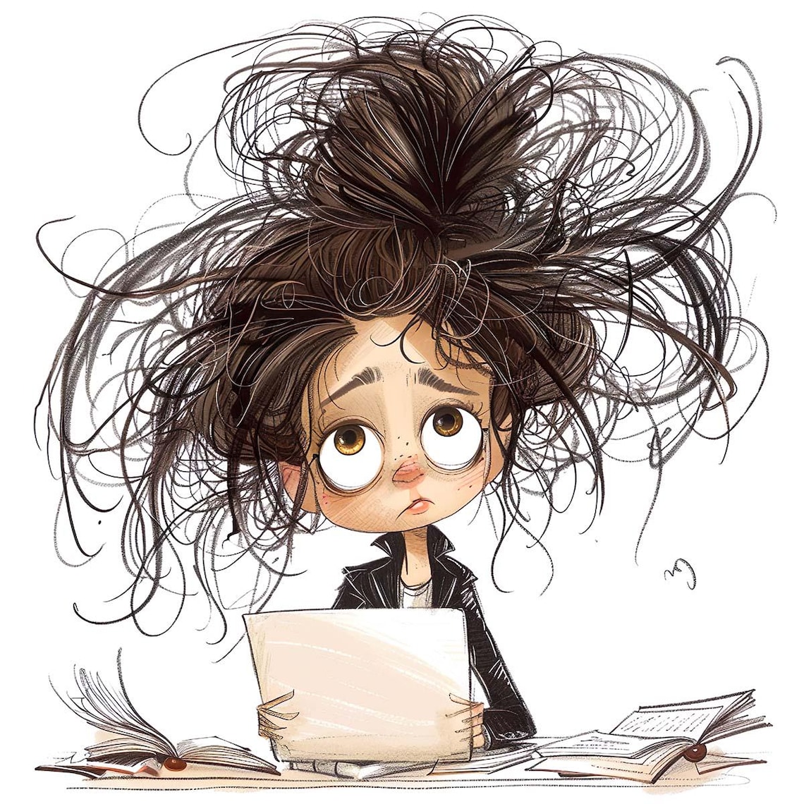 Frazzled Girl Watercolor Clipart: Weary Woman PNG (digital Download) - Etsy