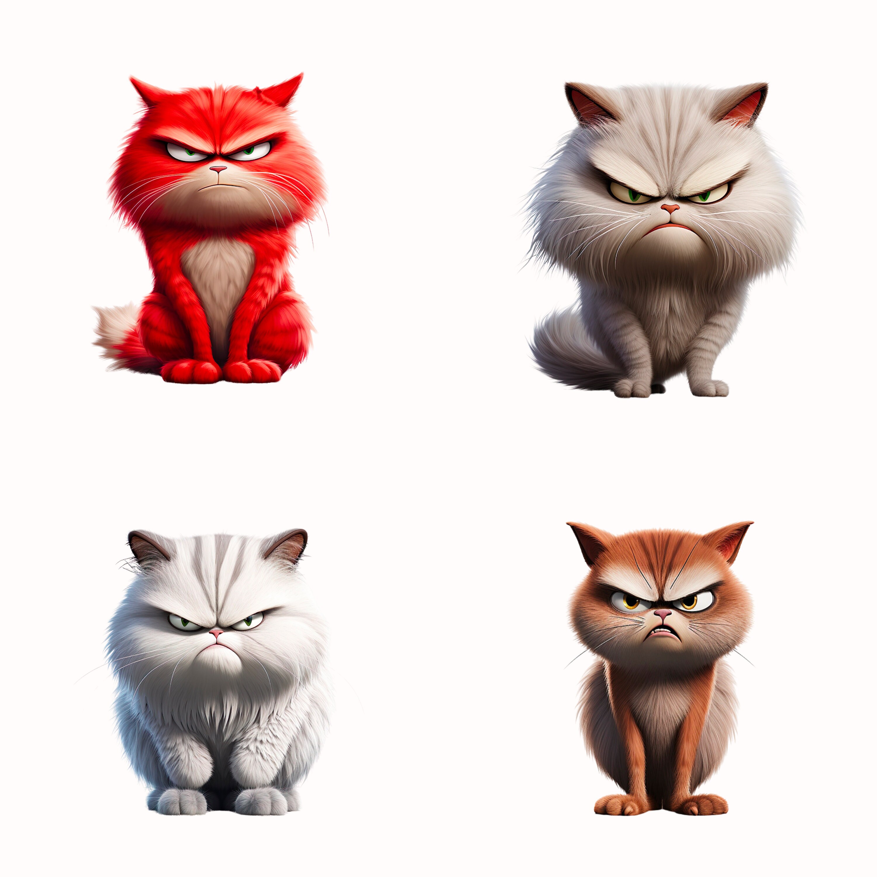 Cute Angry Cats Clip Art, Hilarious Crabby Cat Illustration PNG, Funny ...