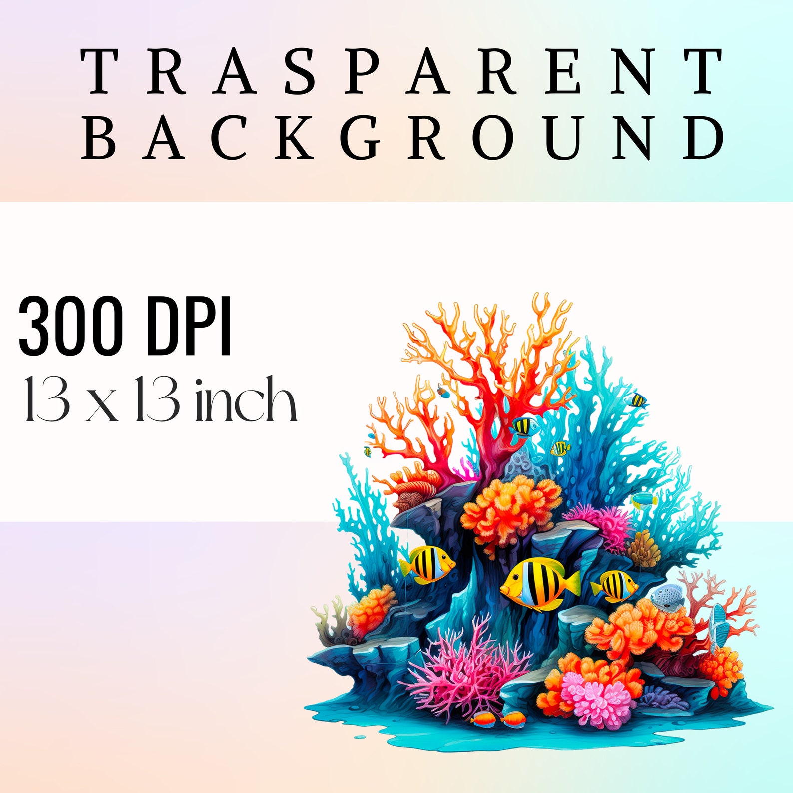 Ocean Reef Clip Art, Sea Life Design , Watercolor Reef Illustration PNG ...