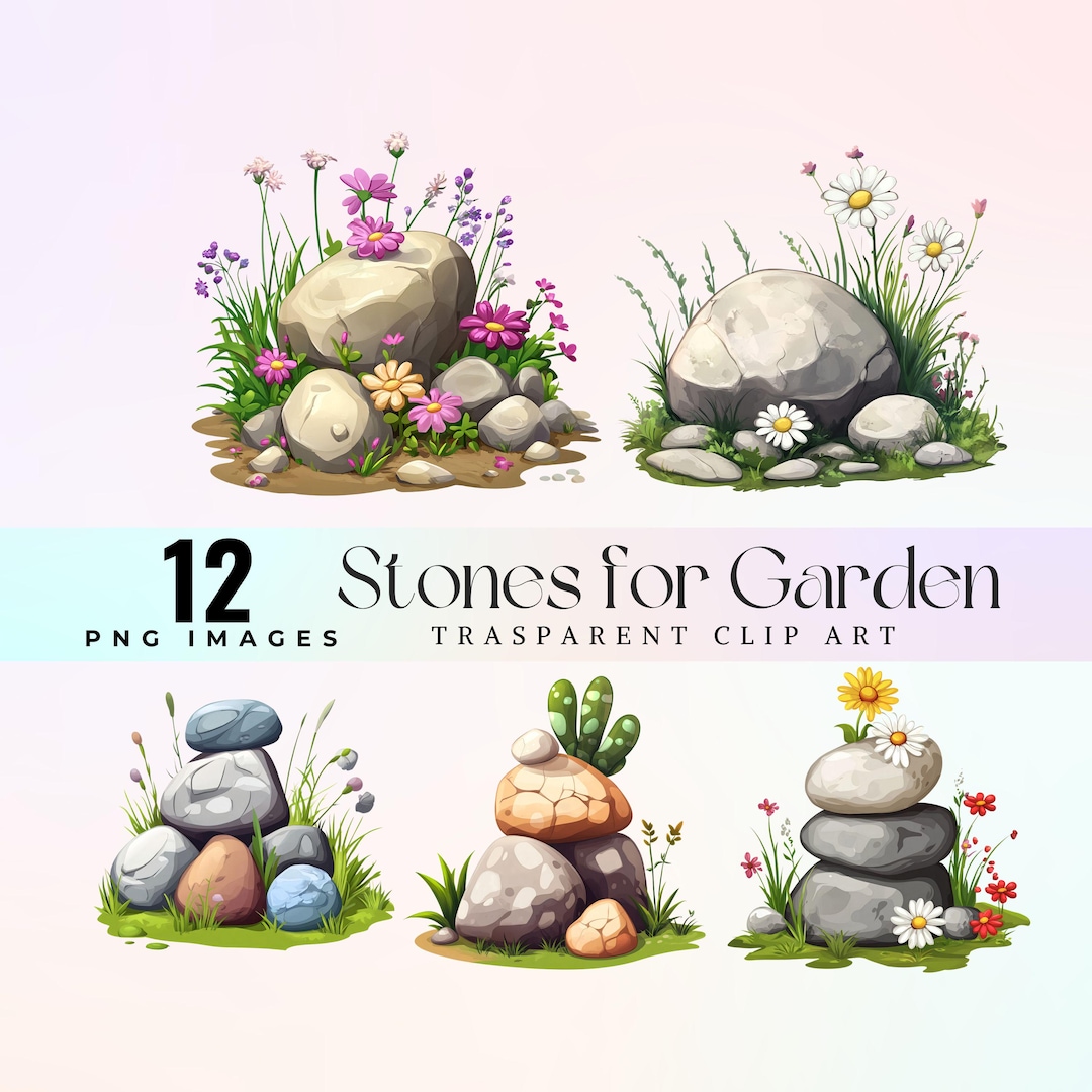 Garden Stone Clip Art, Decorative Rock PNG, Stacked Pebbles ...